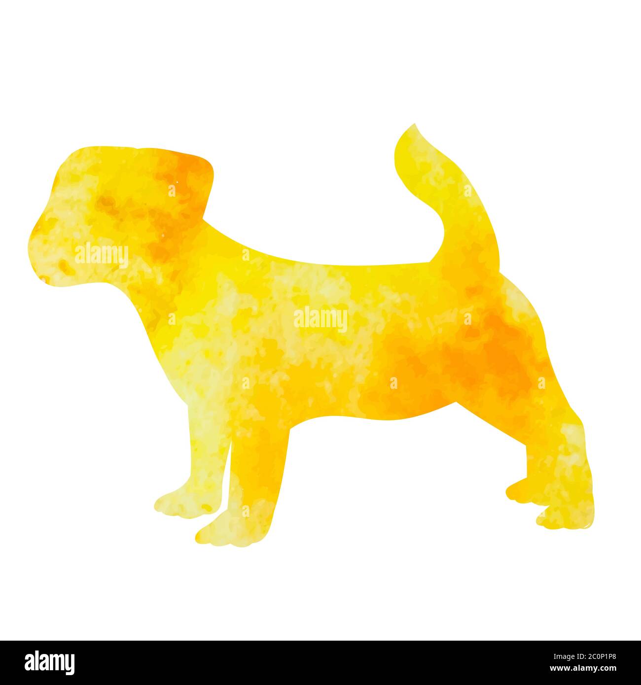 yellow watercolor silhouette of a dog standing Stock Vector Image & Art ...