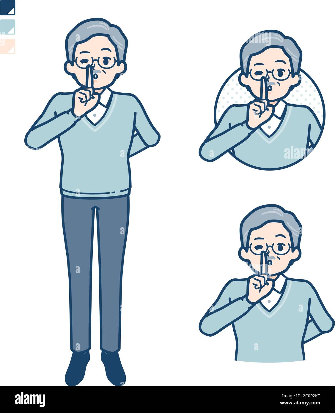 Senior Man with be quiet hand sign images. It's vector art so it's easy ...