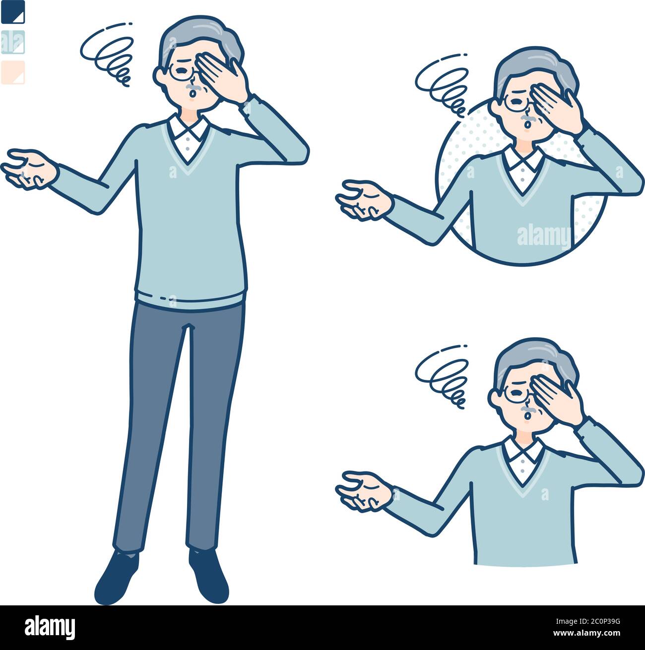 Senior Man with Discouraged head images. It's vector art so it's easy ...