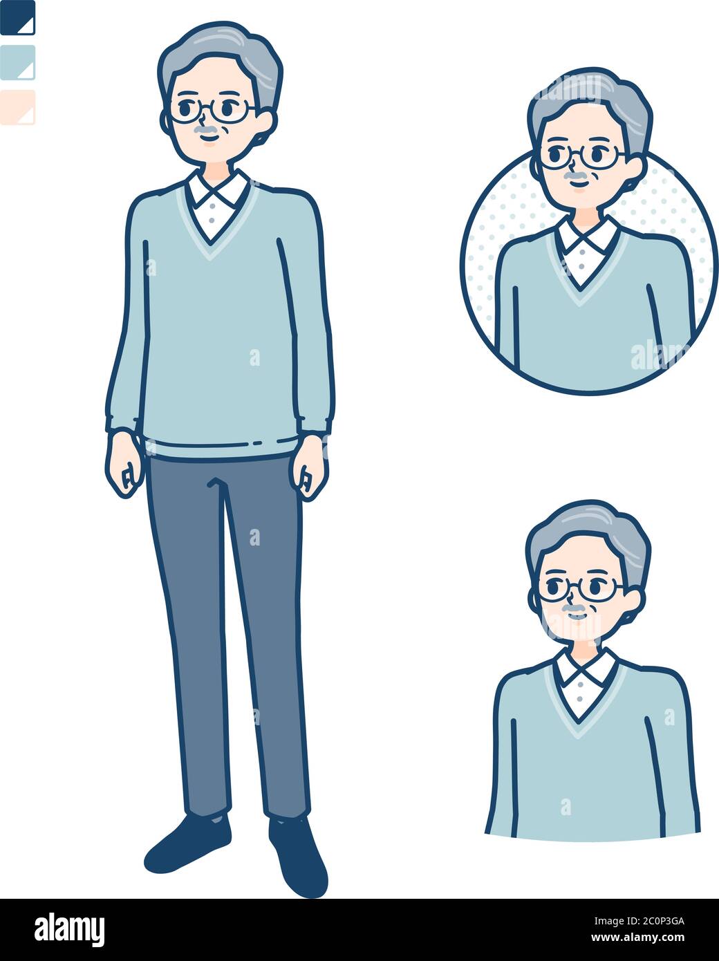 Senior Man with Looking sideways images. It's vector art so it's easy ...