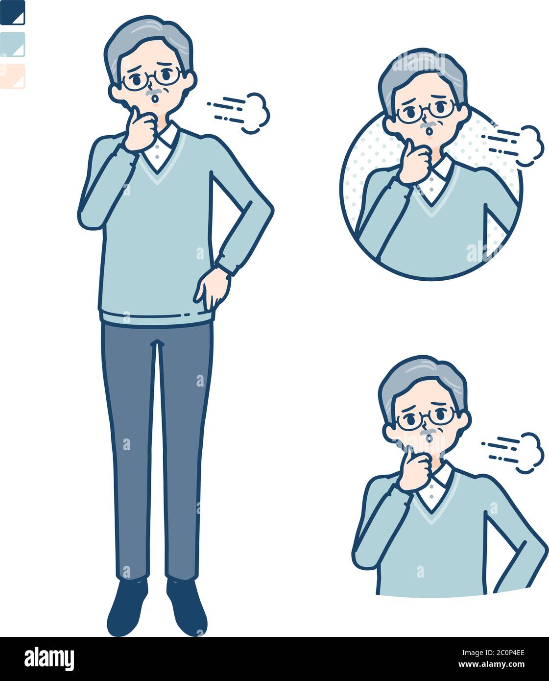 Senior Man with Sighing images. It's vector art so it's easy to edit ...