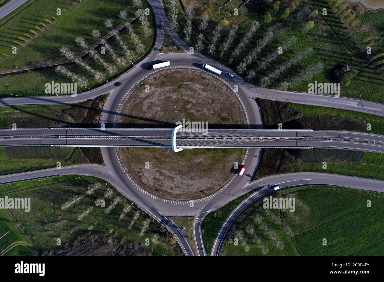 Aerial view of roundabout road hi-res stock photography and images - Alamy