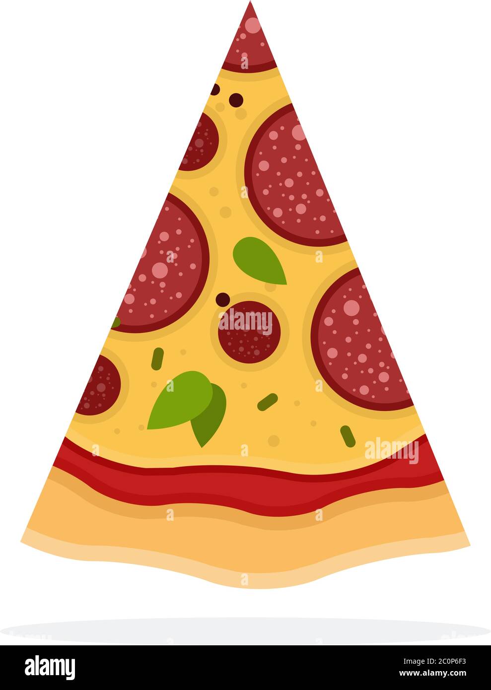 Triangular slice of Pepperoni Pizza flat icon vector isolated Stock ...