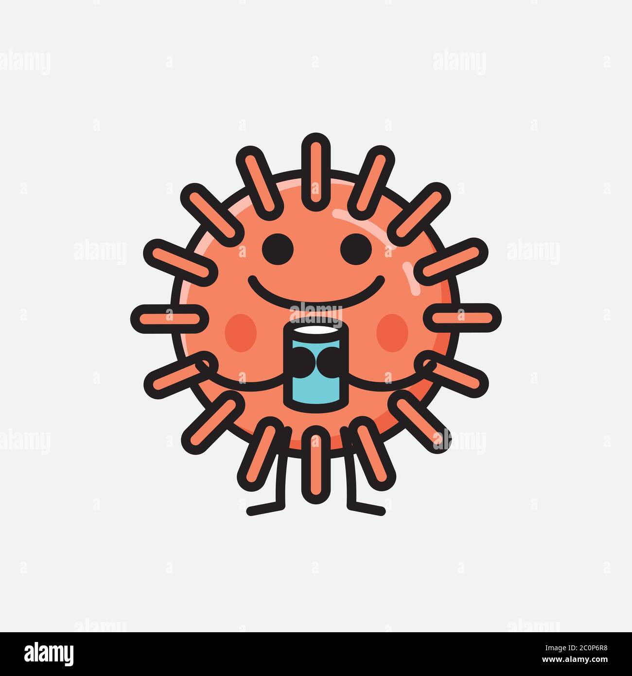 An illustration of Cute Virus Mascot Vector Character in Flat Design ...