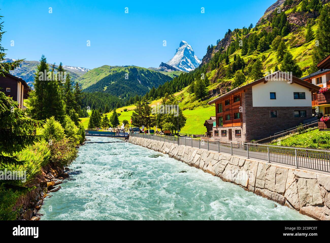 Zermatt town matterhorn river hi-res stock photography and images - Alamy