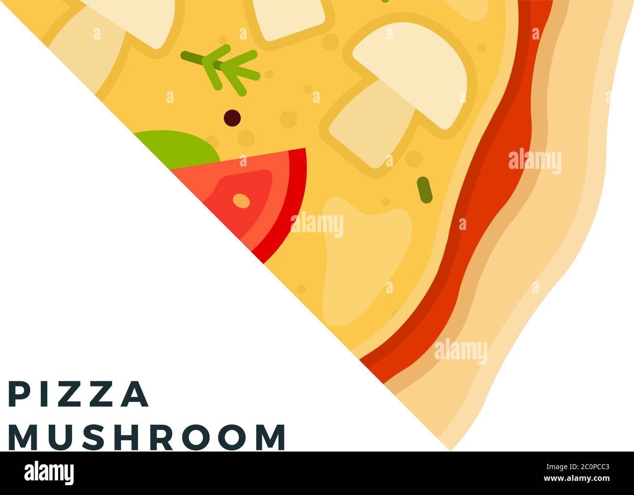 Triangular Mushroom Pizza piece flat icon vector isolated Stock Vector ...