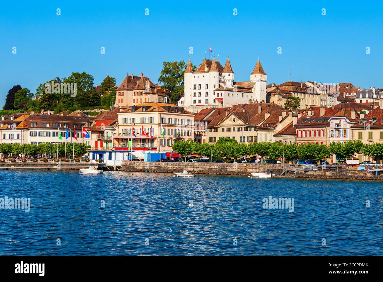 Medieval castle in Nyon, it is a town on the shores of Lake Geneva in ...