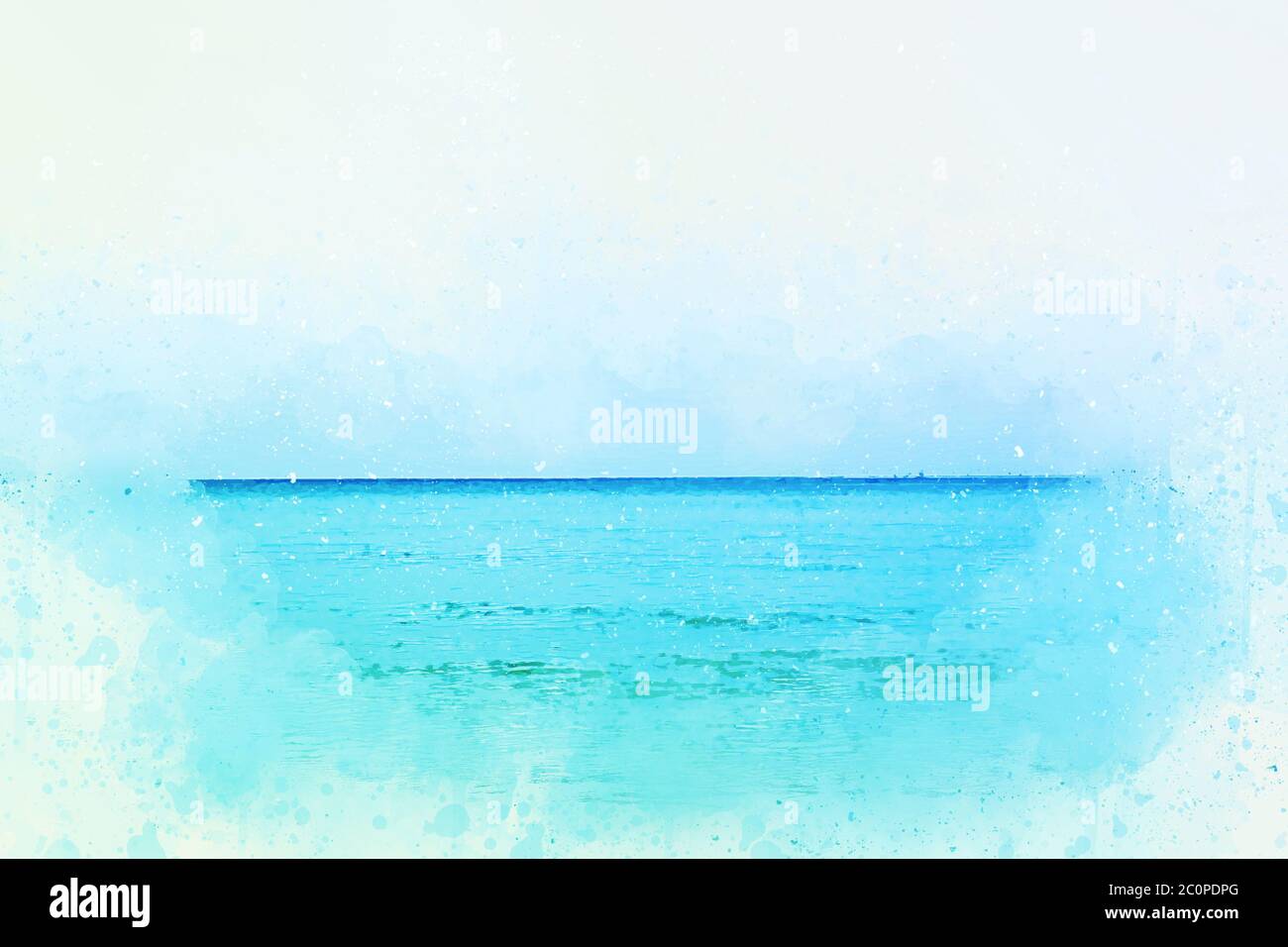 Abstract colorful soft wave ocean sea at Phuket, Thailand on watercolor ...