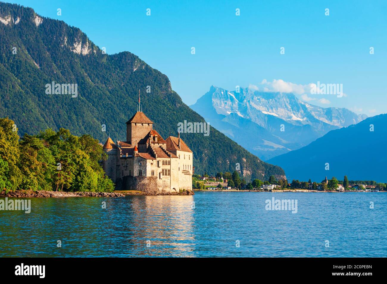 Chillon Castle or Chateau de Chillon is an island castle located on ...