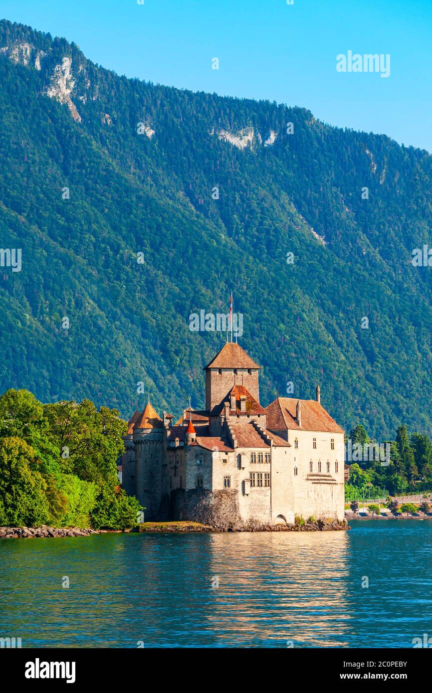 Chillon Castle or Chateau de Chillon is an island castle located on ...