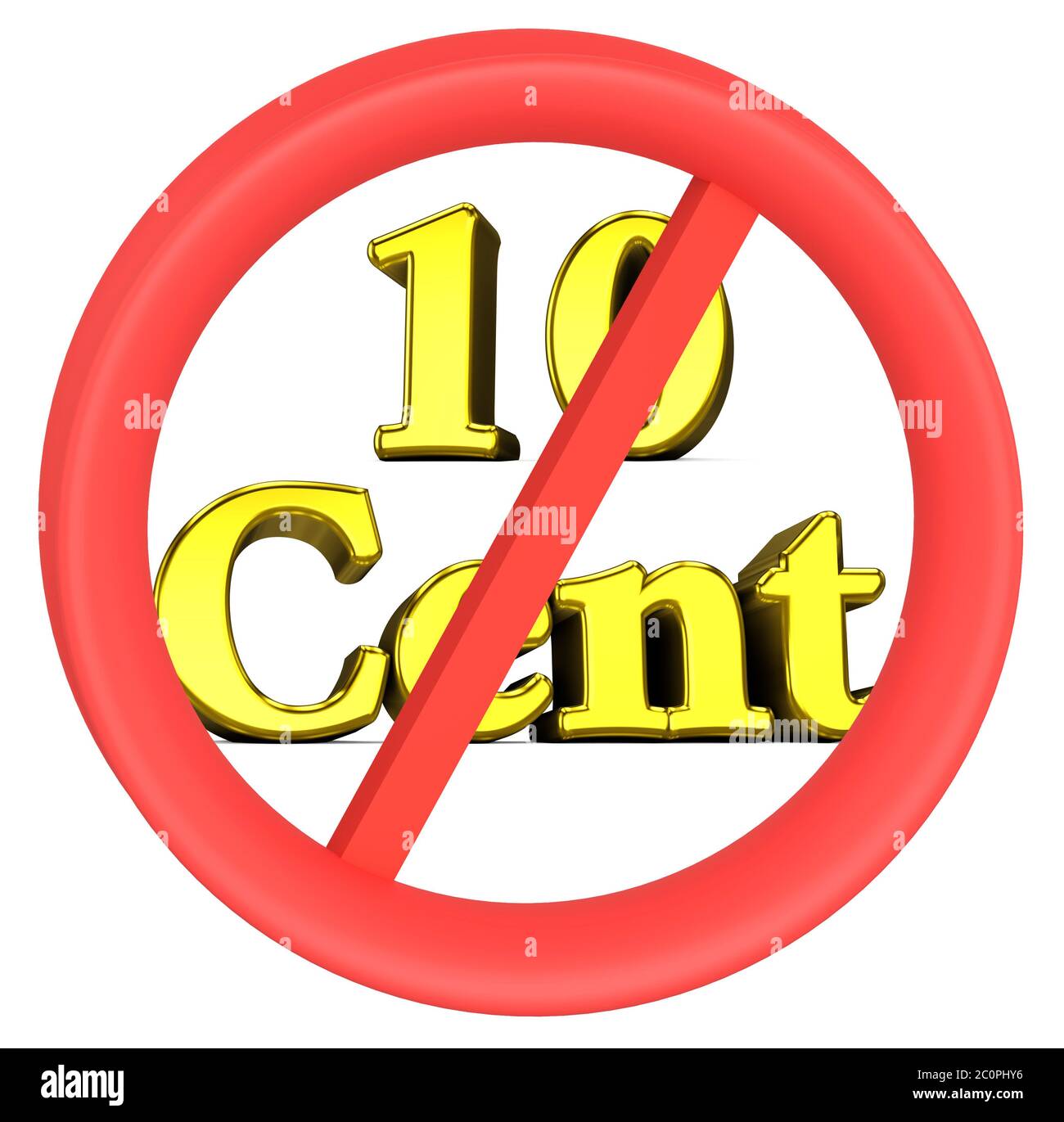 a word 10 Cents crossed out on white background, 3d illustration Stock ...