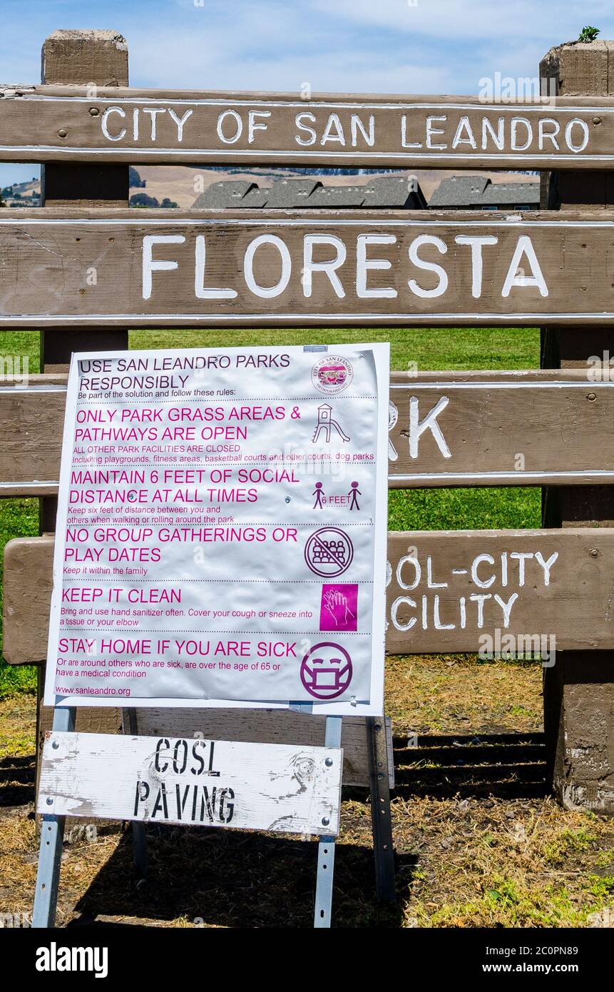 Warning signs and closures at a park playground in San Leandro ...