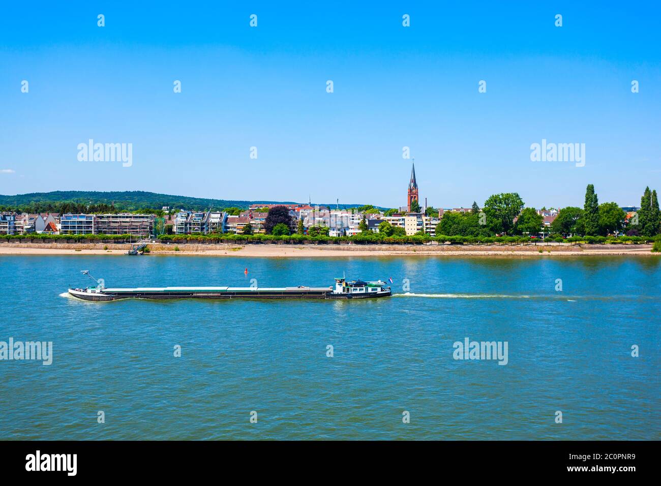 Rhine river aerial panoramic view in Bonn city in Germany Stock Photo ...