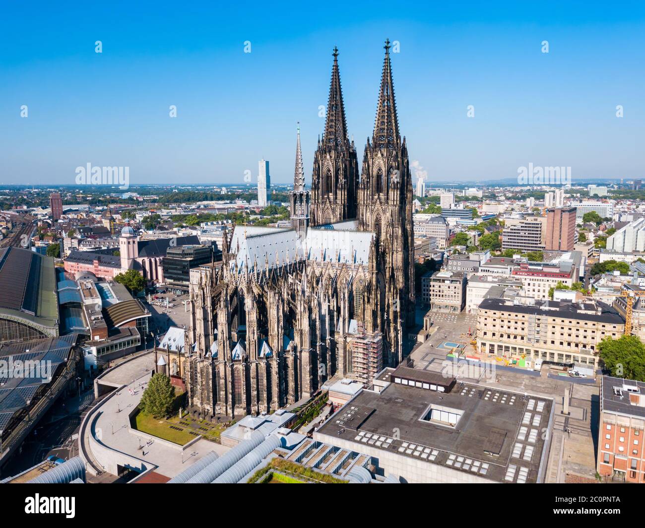 Cologne Cathedral aerial panoramic view in Cologne, Germany Stock Photo ...