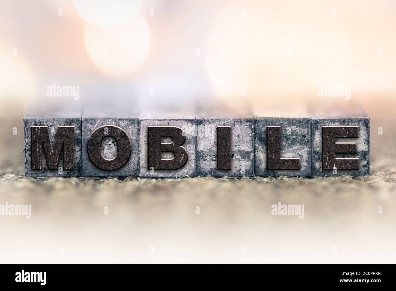 Mobile Concept Vintage Letterpress Type Stock Photo - Alamy