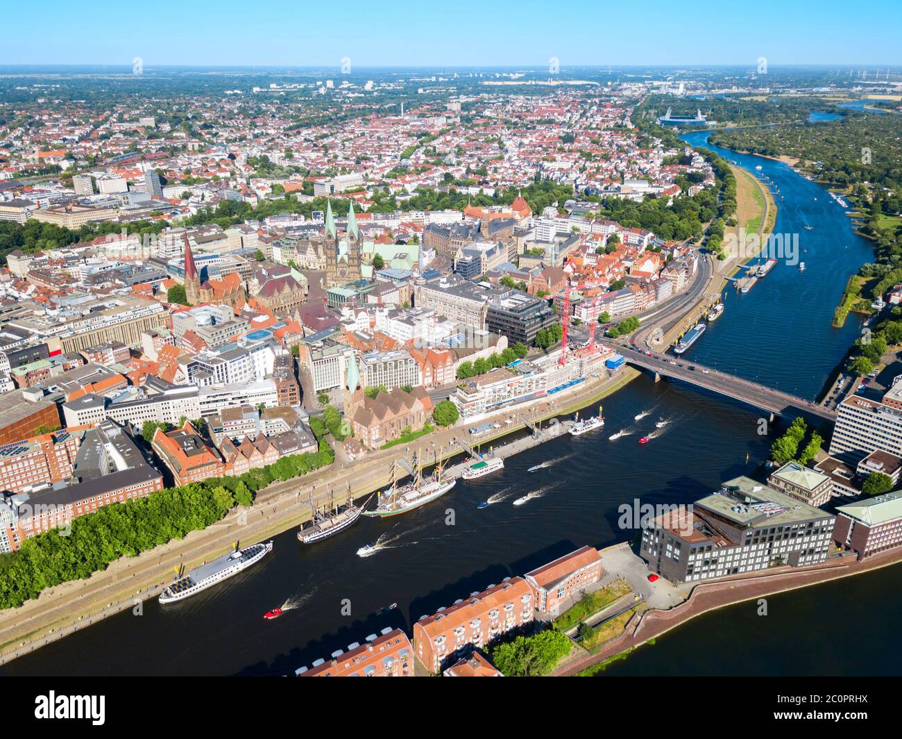 Bremen old town aerial panoramic view in Germany Stock Photo - Alamy