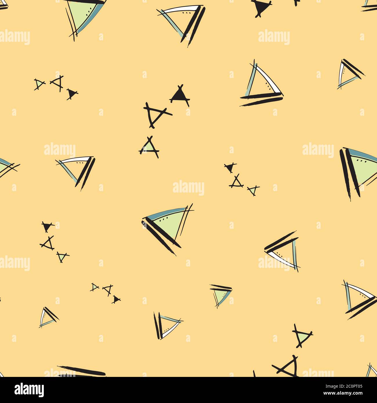 Triangles Hand drawn vector seamless pattern with ink doodles. surface ...