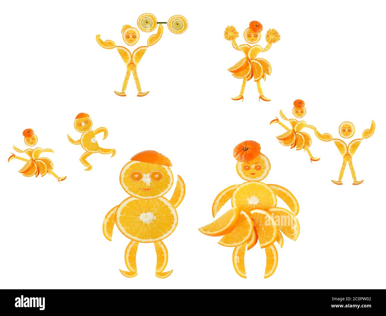 Fat little orange imagines himself a dancer and an athlete Stock Photo ...