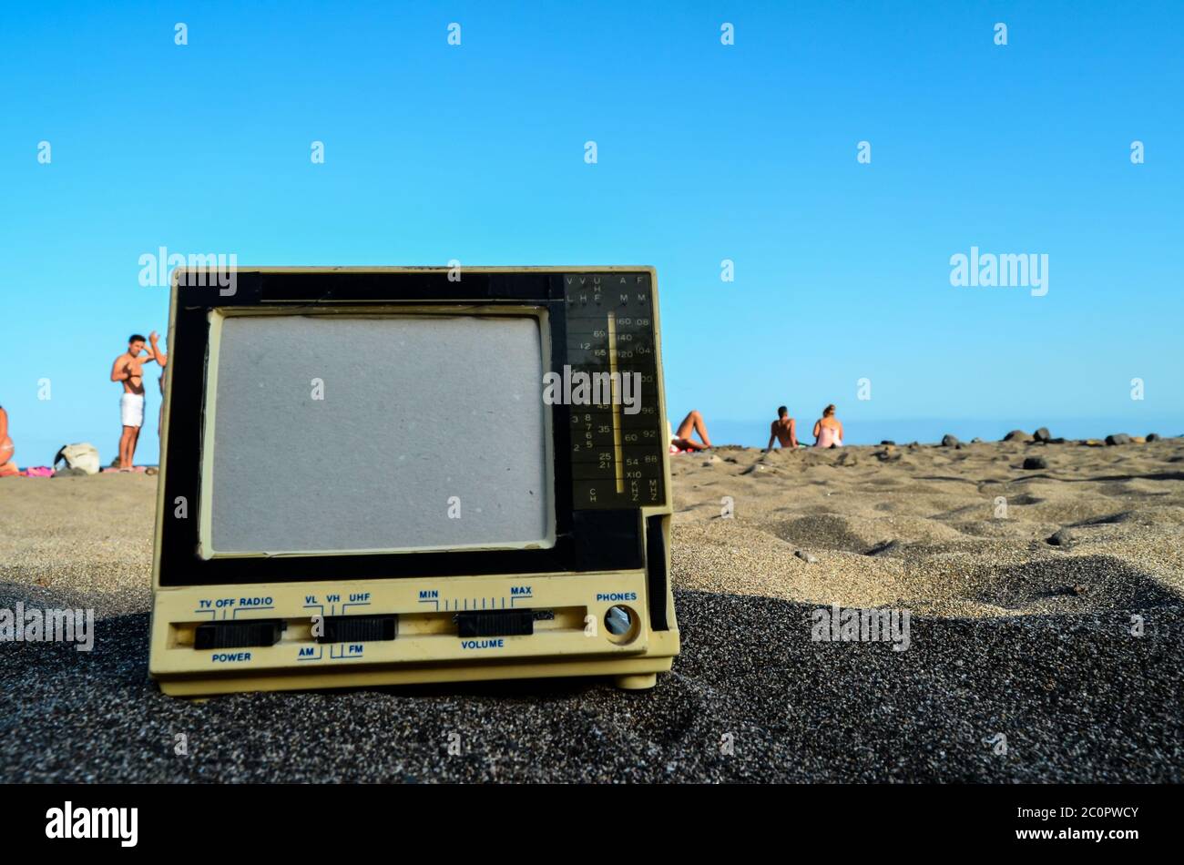 Television on the Sand Beach Stock Photo - Alamy