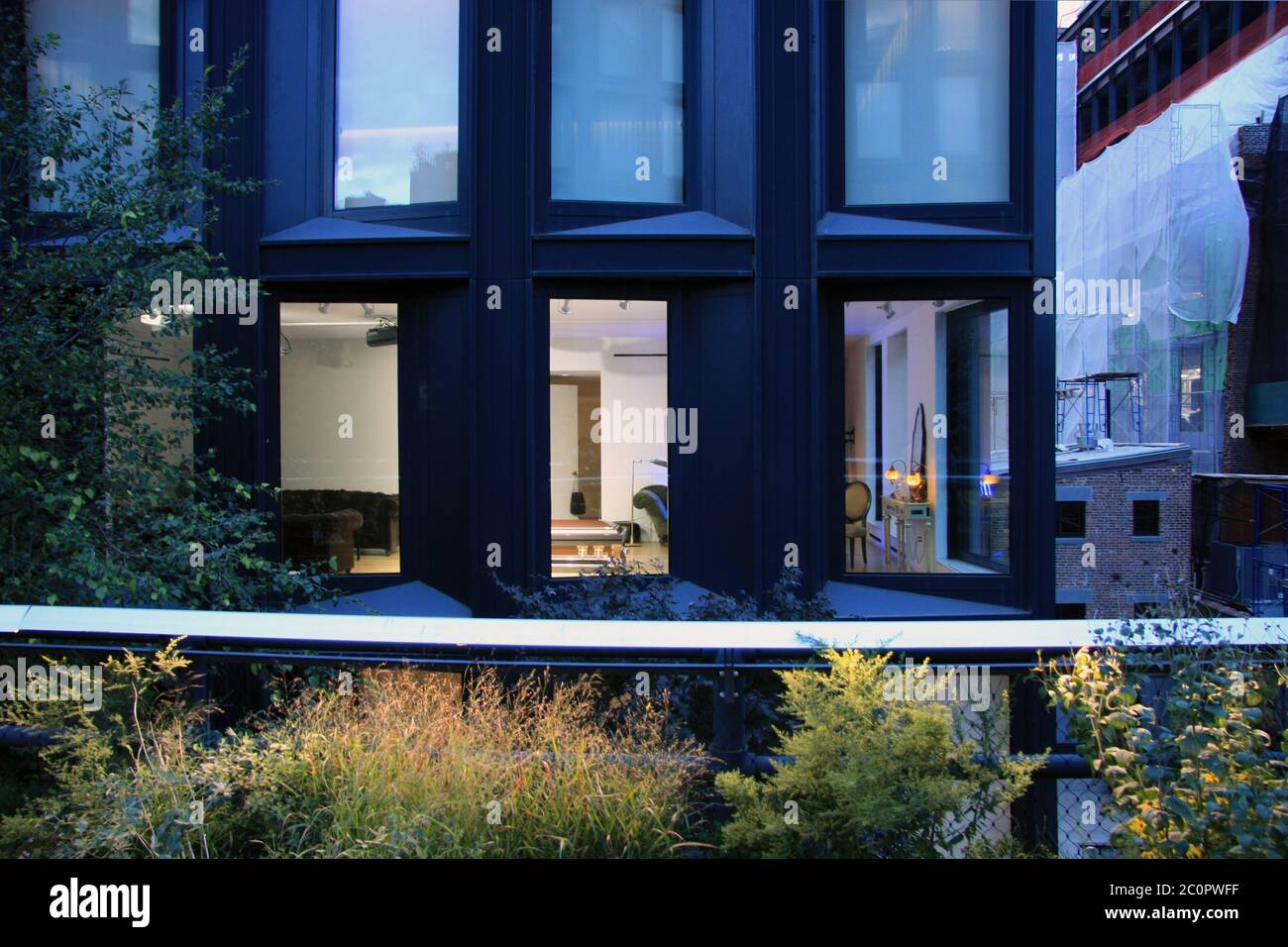 NYC New York City - the High Line on a dusky evening with walkers and ...