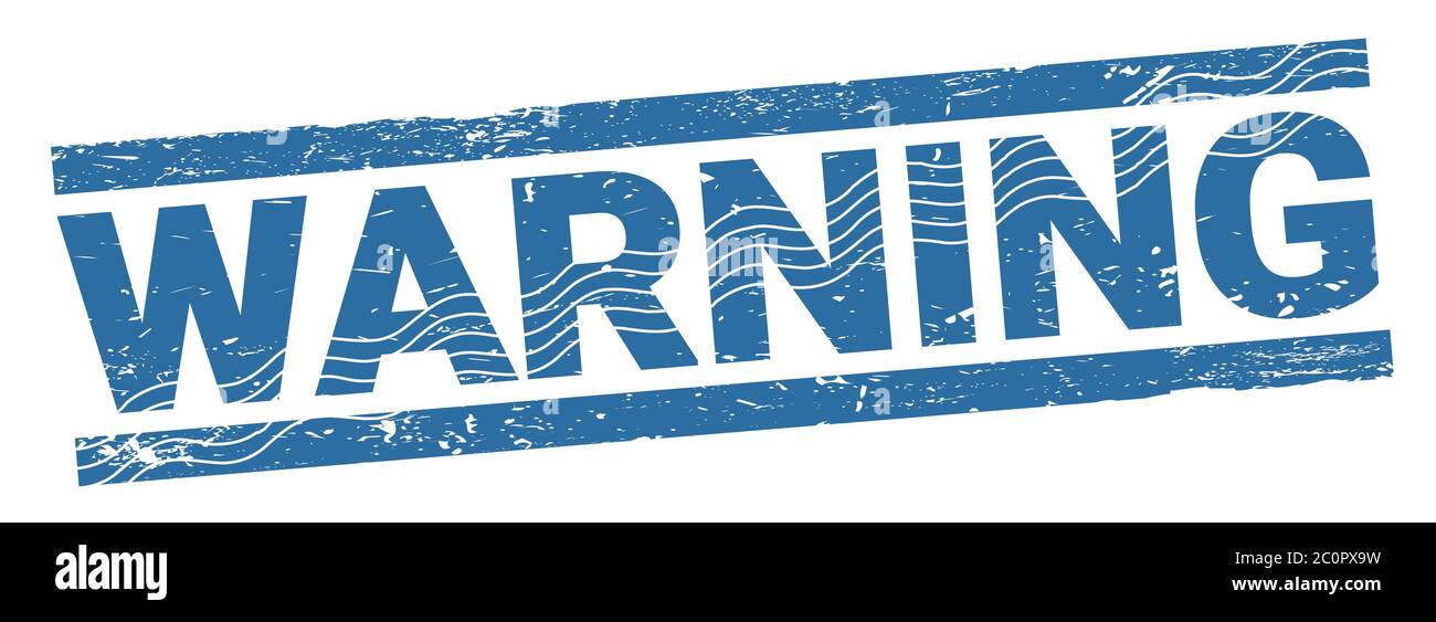 WARNING blue grungy rectangle stamp Stock Photo - Alamy