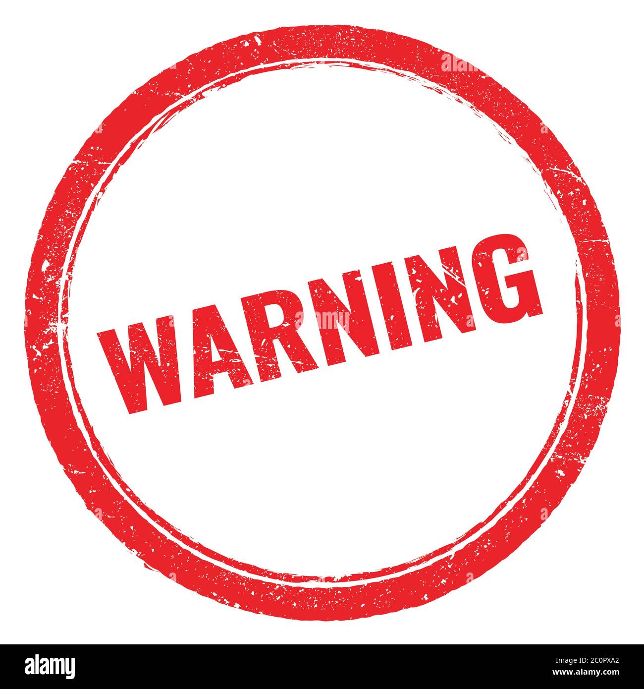 WARNING red round grungy stamp Stock Photo - Alamy