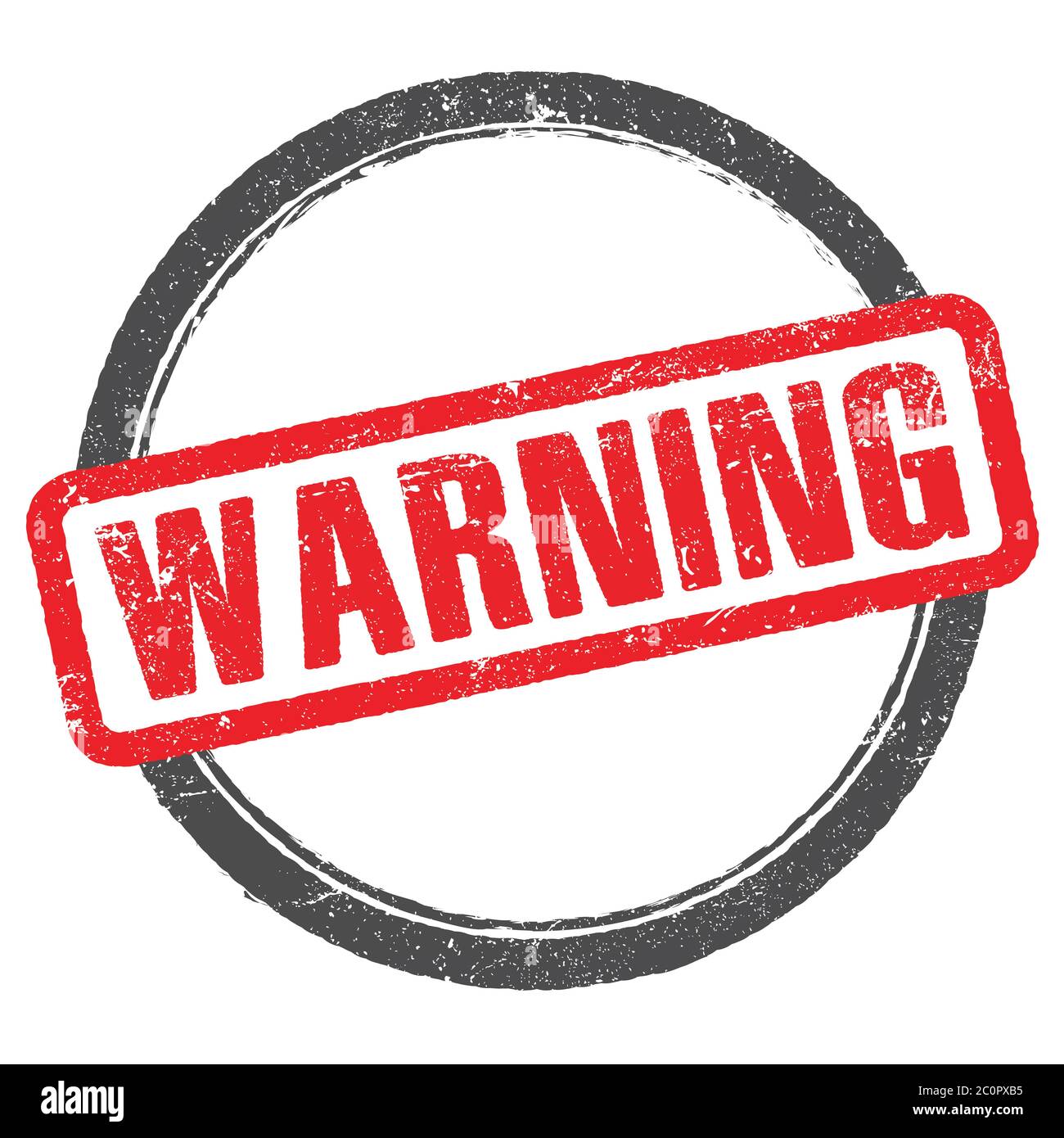 WARNING red black round grungy stamp Stock Photo - Alamy