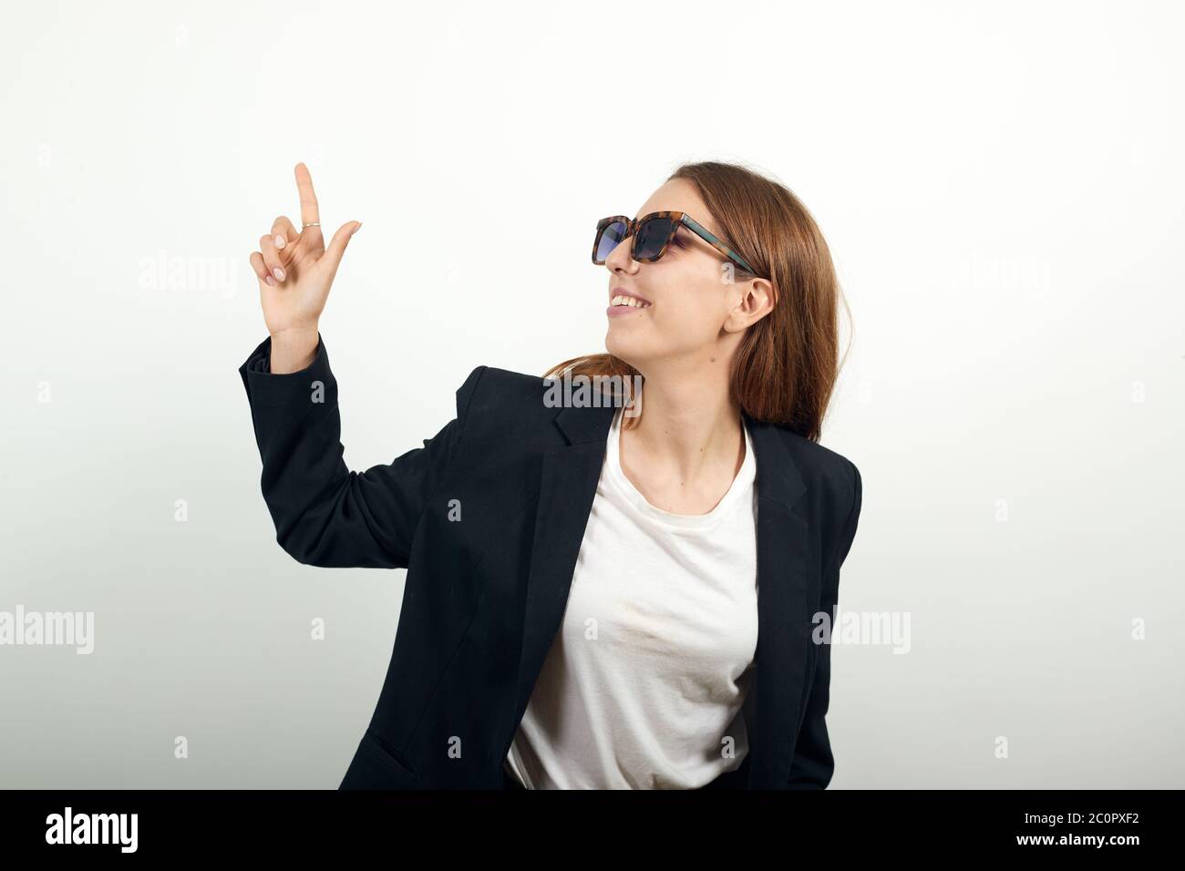 Hand pointer forefinger pointing up. Index finger to show direction ...