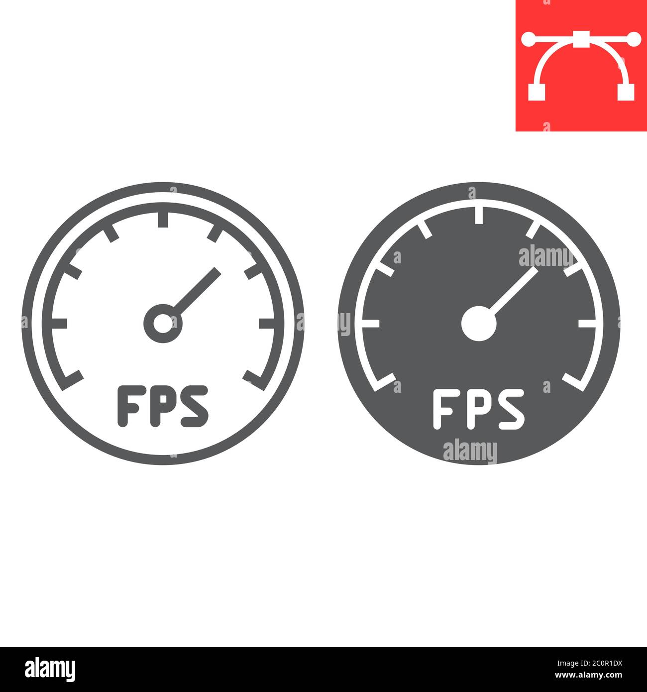 Frames Per Second line and glyph icon, video games and fps, fps ...