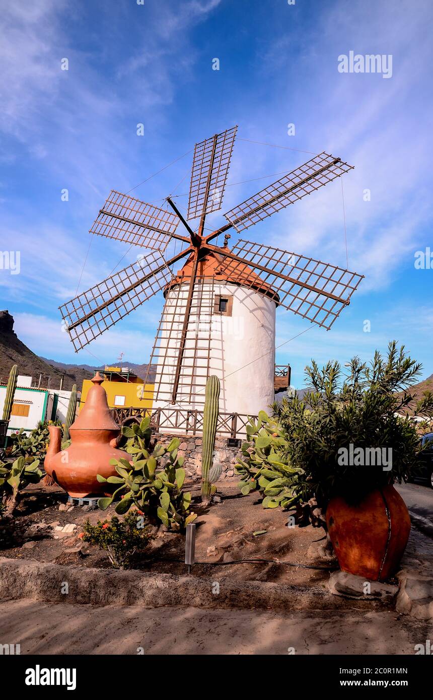 Vintage Wind Mill Stock Photo - Alamy