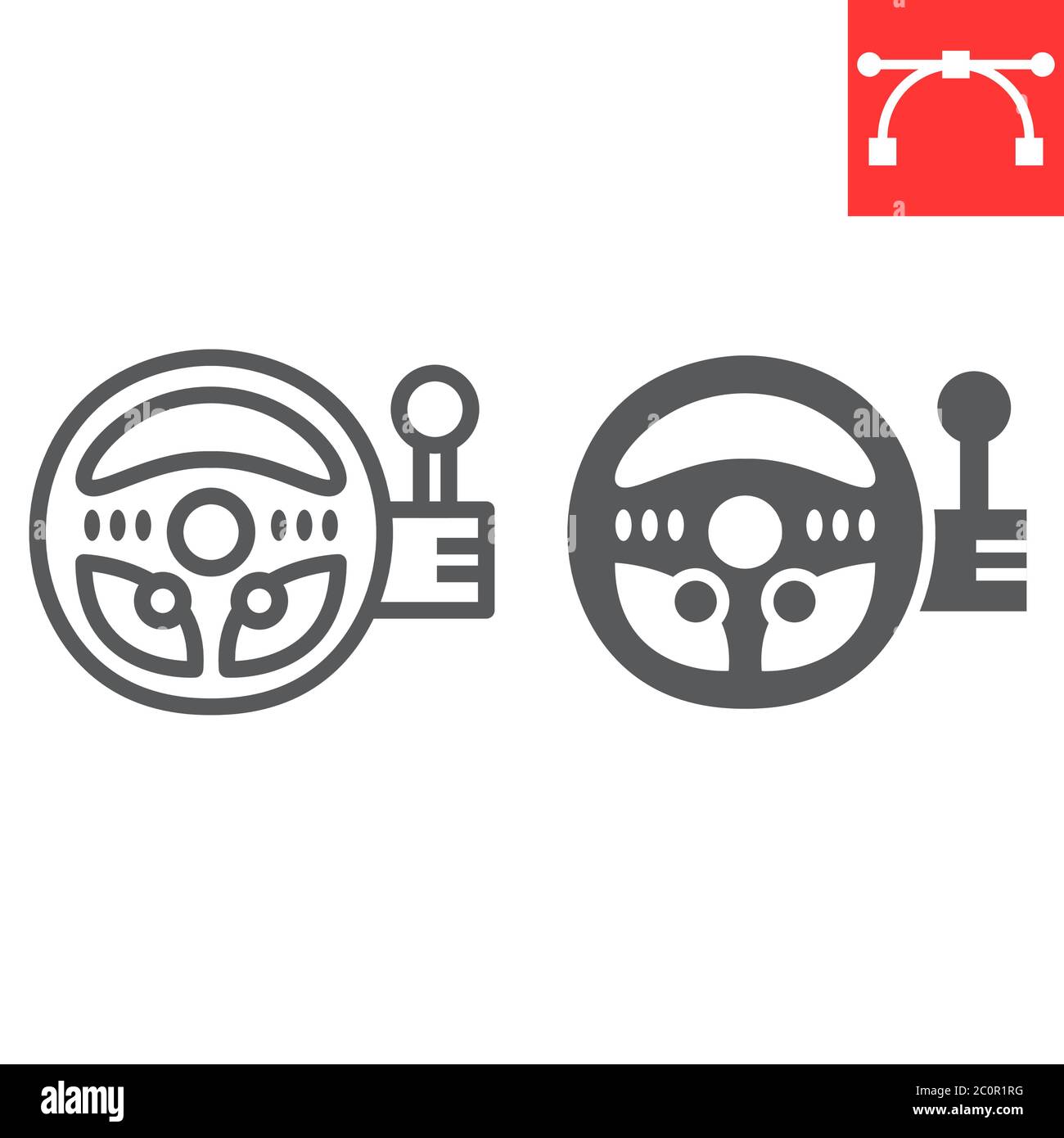 Game steering wheel line and glyph icon, video games and simulator ...