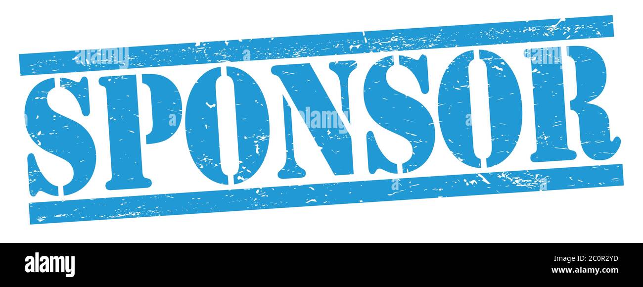 SPONSOR blue grungy rectangle stamp Stock Photo - Alamy