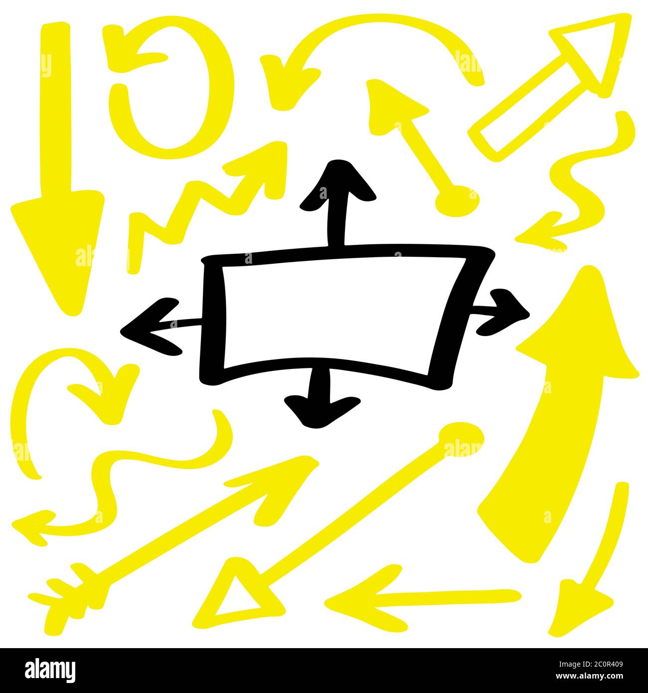 Doodle arrows icon set isolated on white. Grunge black Hand drawn arrow ...