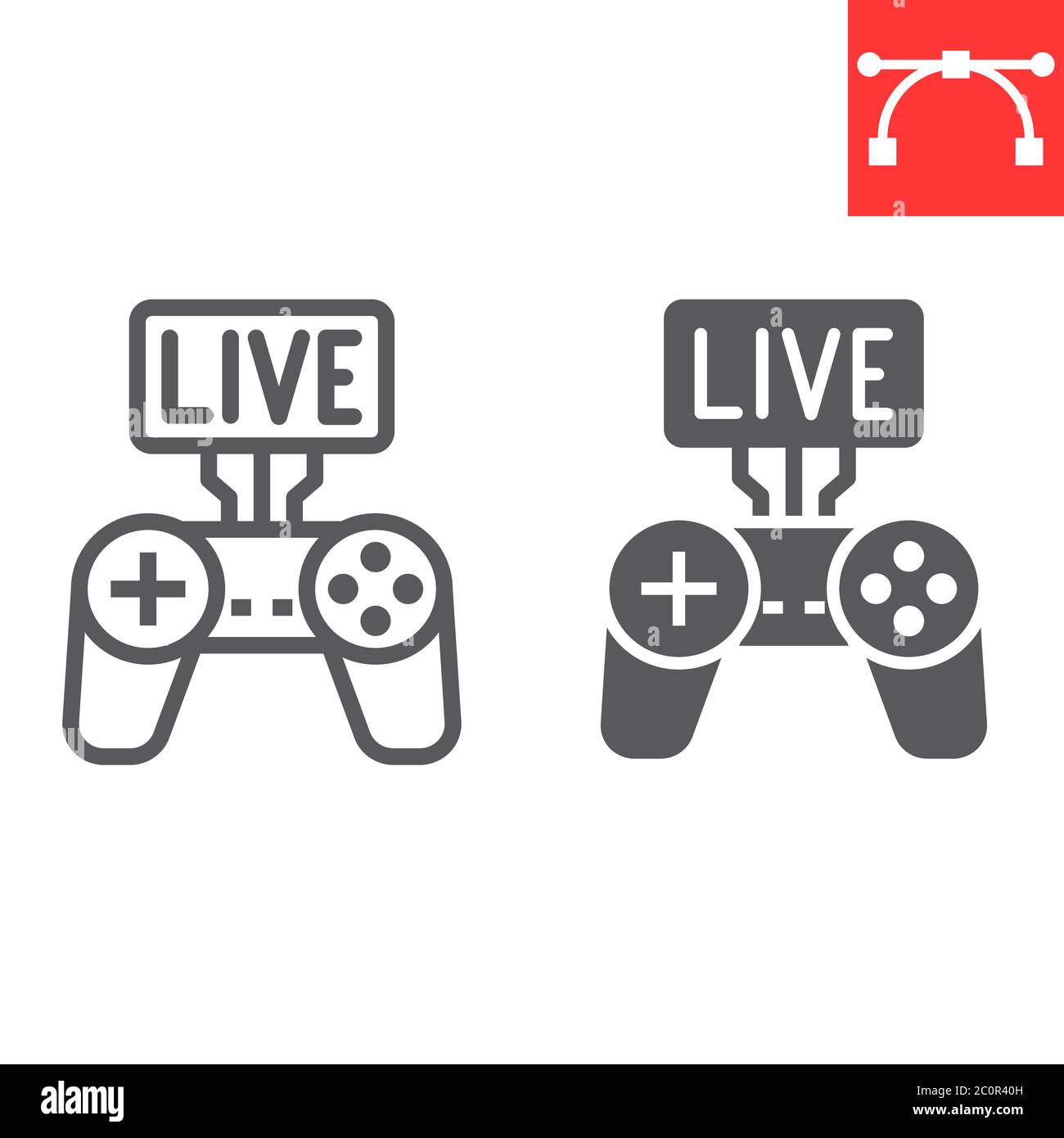 Game streaming line and glyph icon, video games and stream, live stream ...