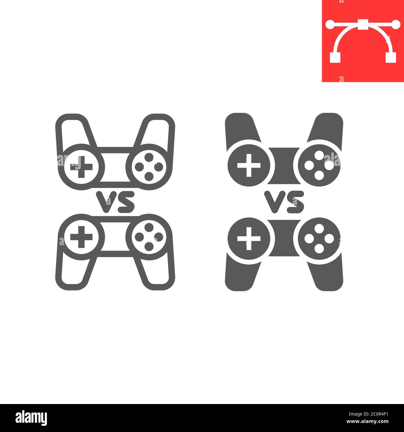 Multiplayer game line and glyph icon, video games and gamepad, game ...