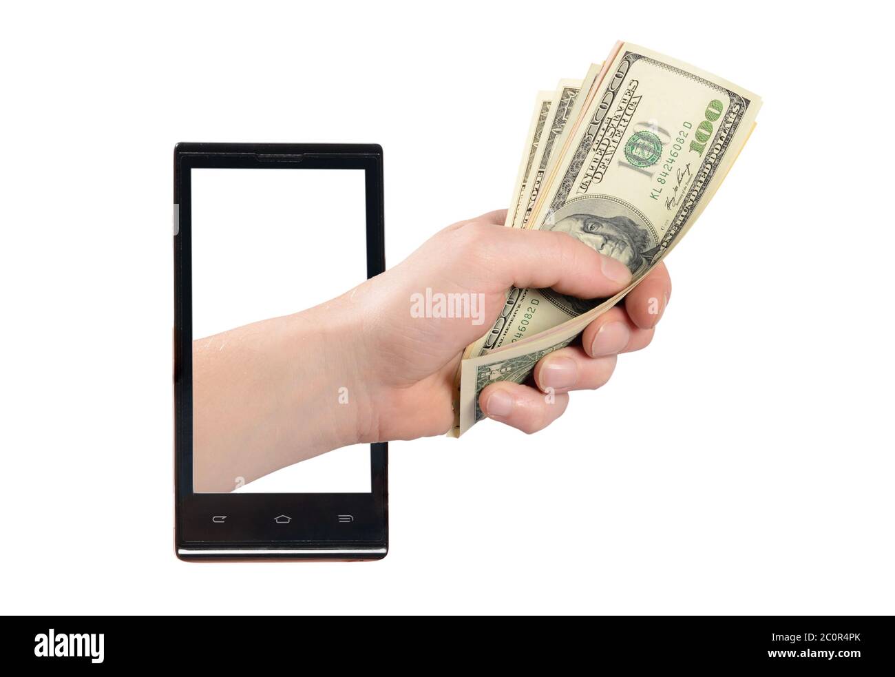 Paying mobile phone hand Cut Out Stock Images & Pictures - Alamy