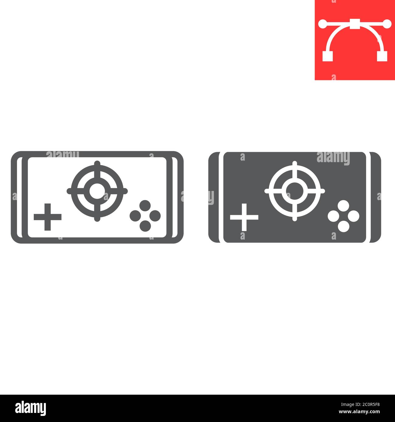 Mobile game line and glyph icon, video games and smartphone, mobile ...