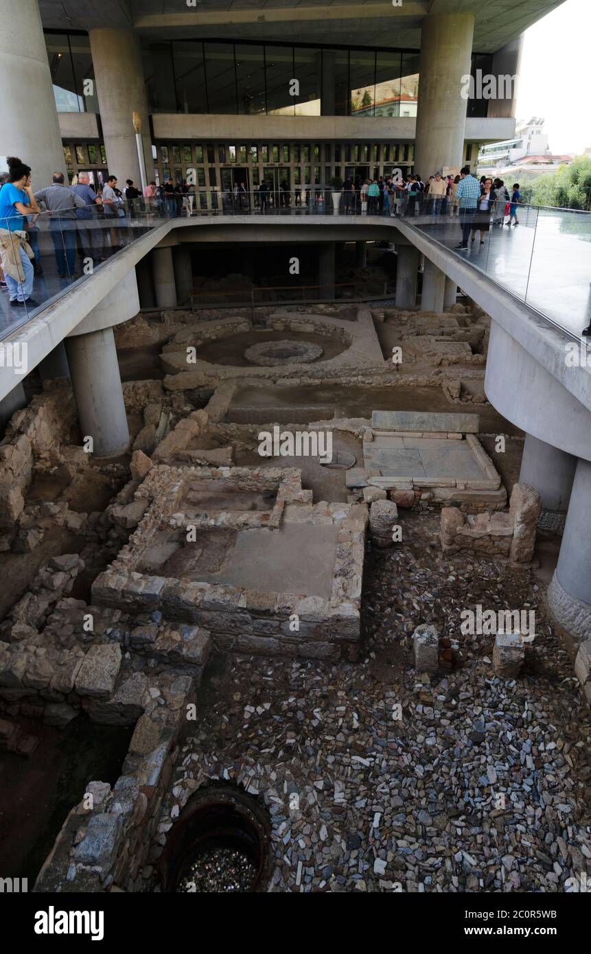 Athens, Attica / Greece. Exterior view of the modern Acropolis Museum ...