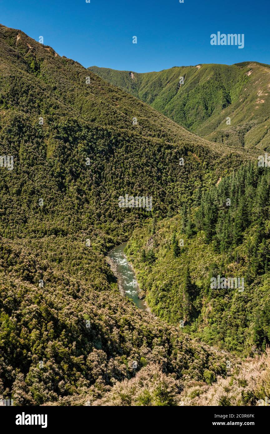 Ngaruroro River, Kaweka Range, Kaweka Forest Park, view from Taihape ...