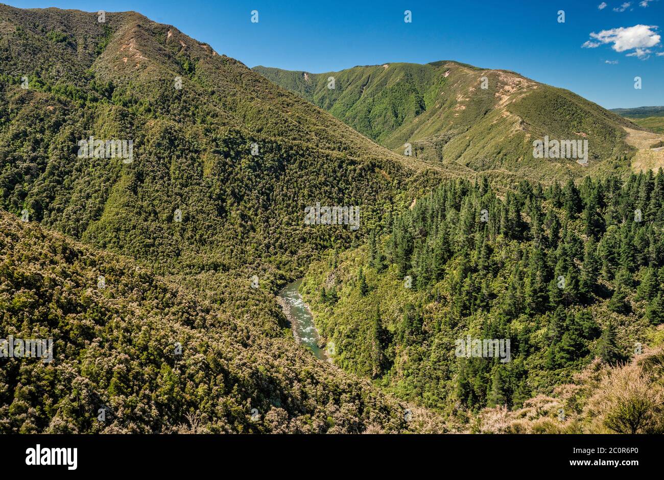 Ngaruroro River, Kaweka Range, Kaweka Forest Park, view from Taihape ...