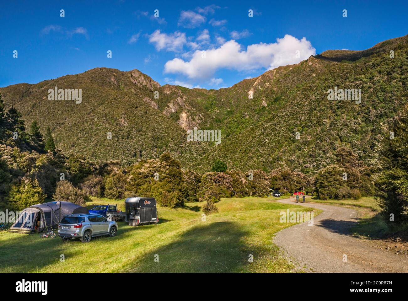 Campers at Kuripapango Campsite, Kaweka Range mountains, Kaweka Forest ...