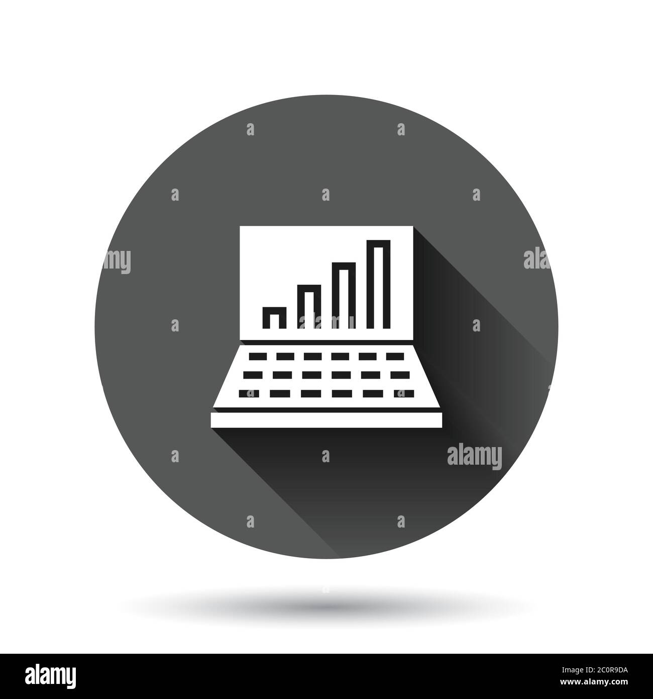 Laptop chart icon in flat style. SEO data vector illustration on black ...