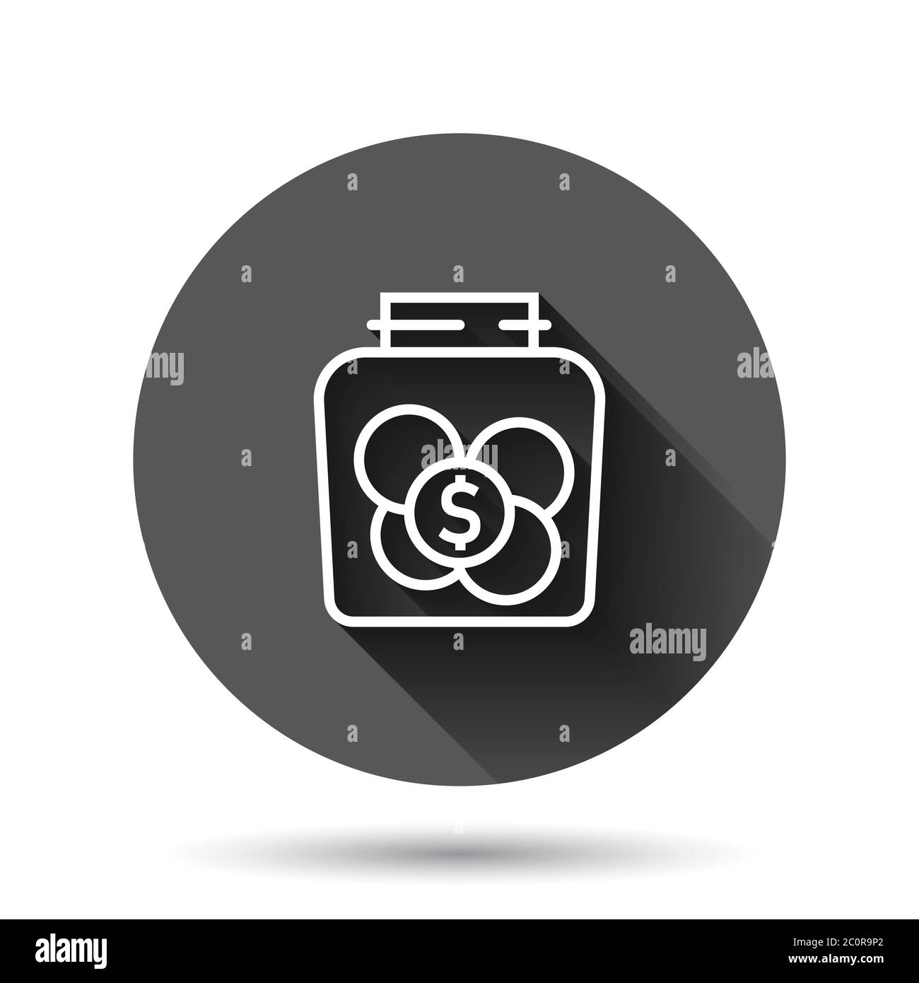 Money box icon in flat style. Coin jar container vector illustration on ...
