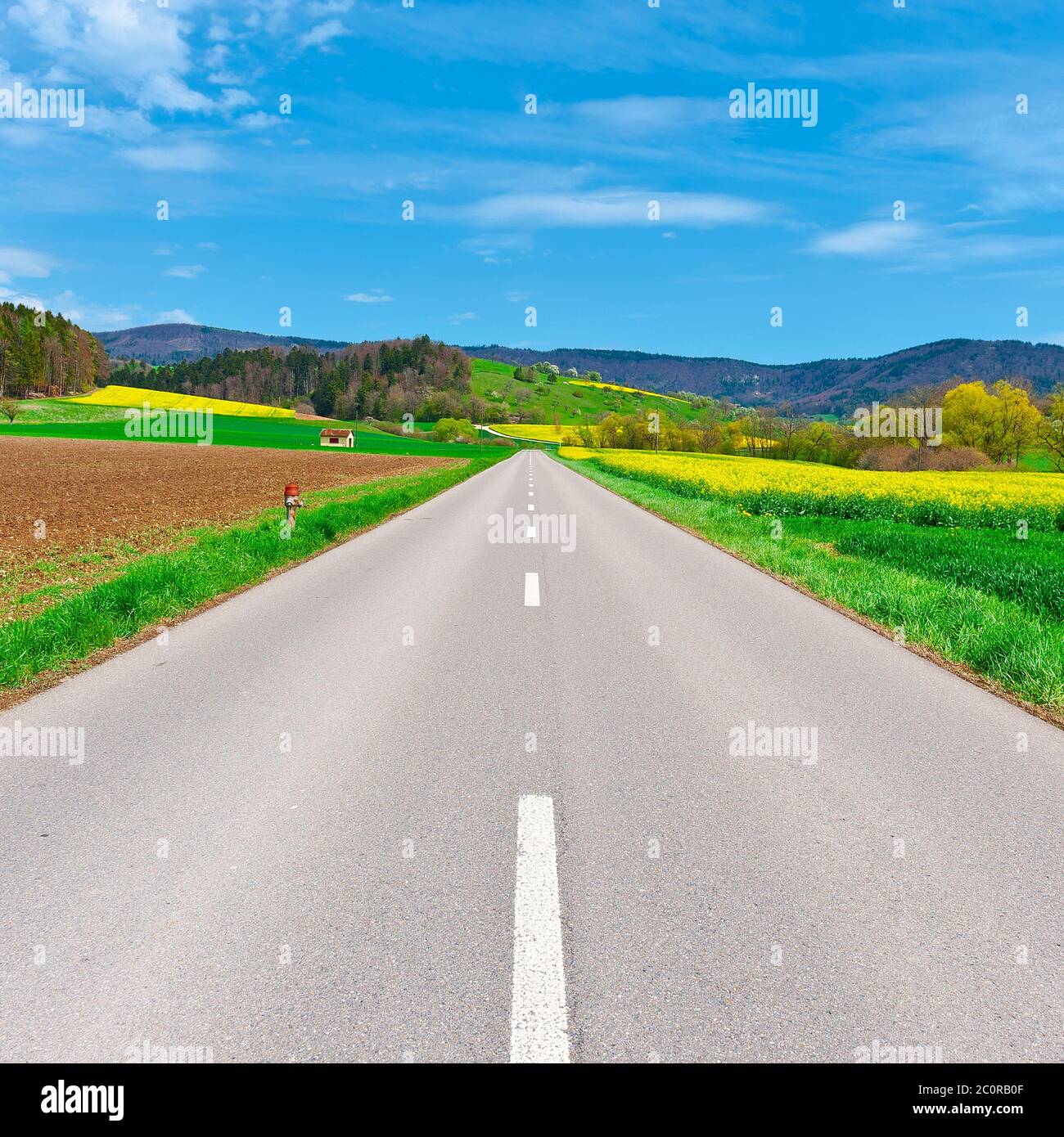 Fields farm forest high road hi-res stock photography and images - Alamy