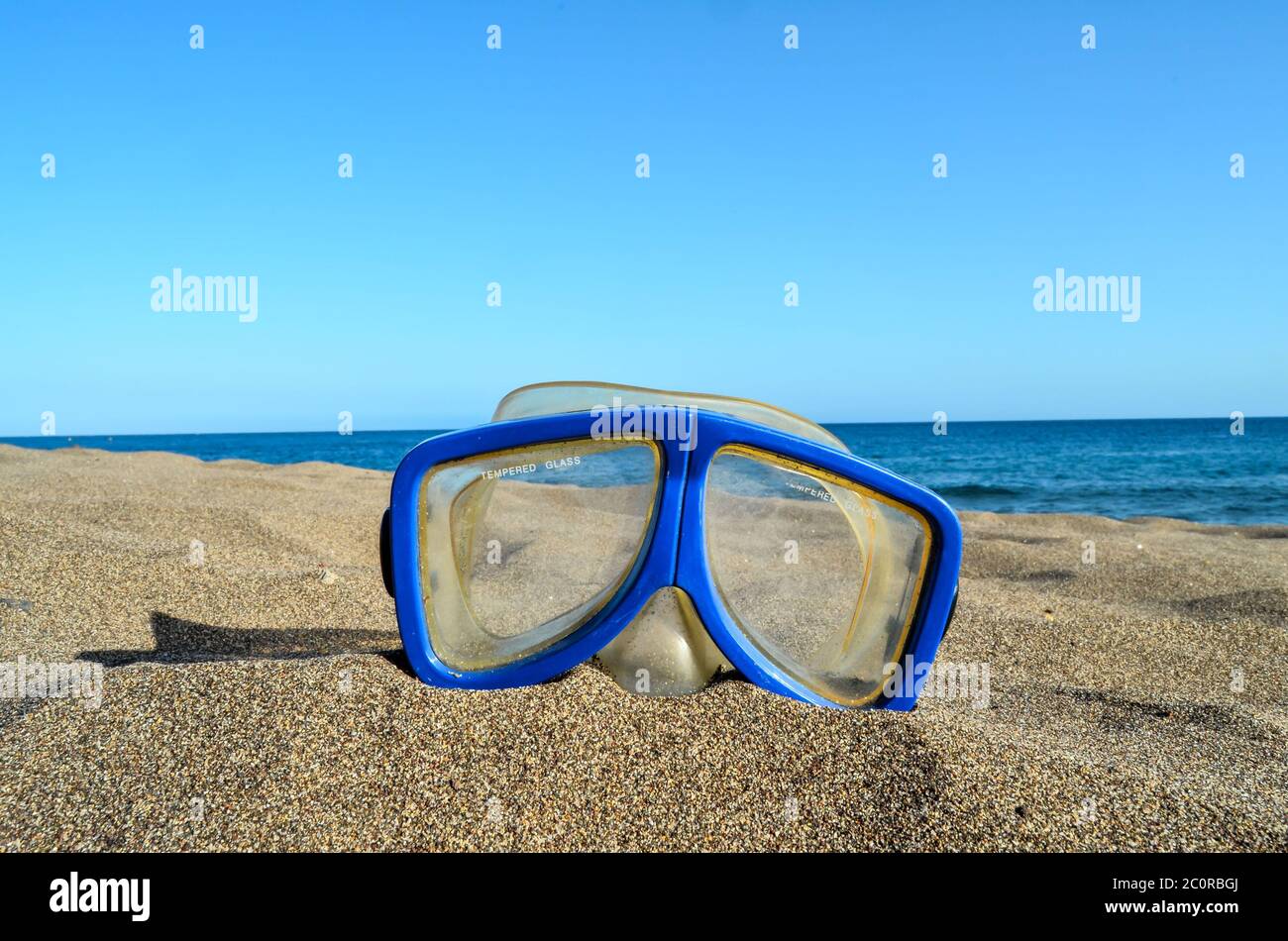 Diving Mask on the Sand Beach Stock Photo - Alamy
