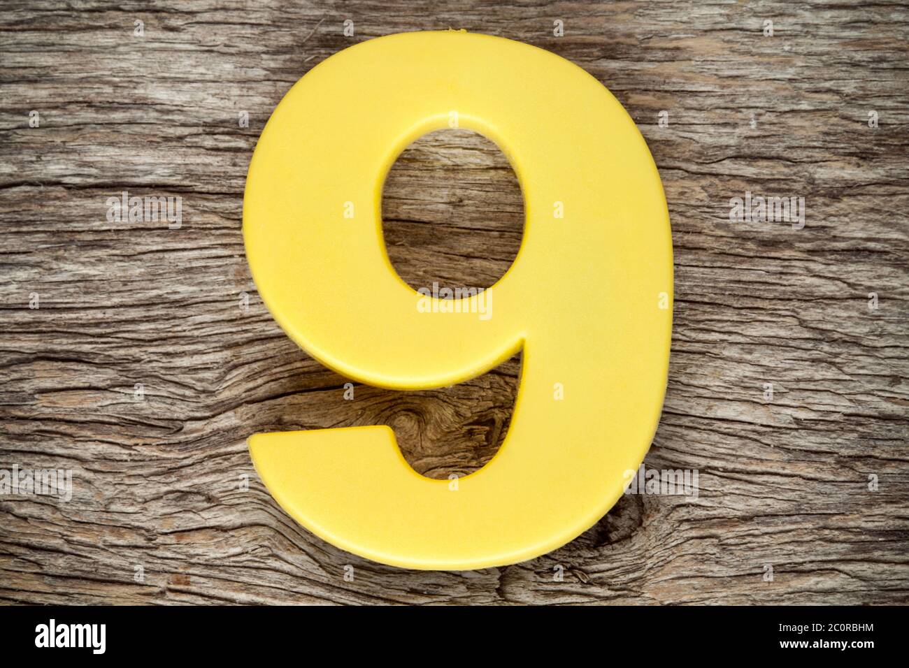 Yellow number nine Stock Photo - Alamy