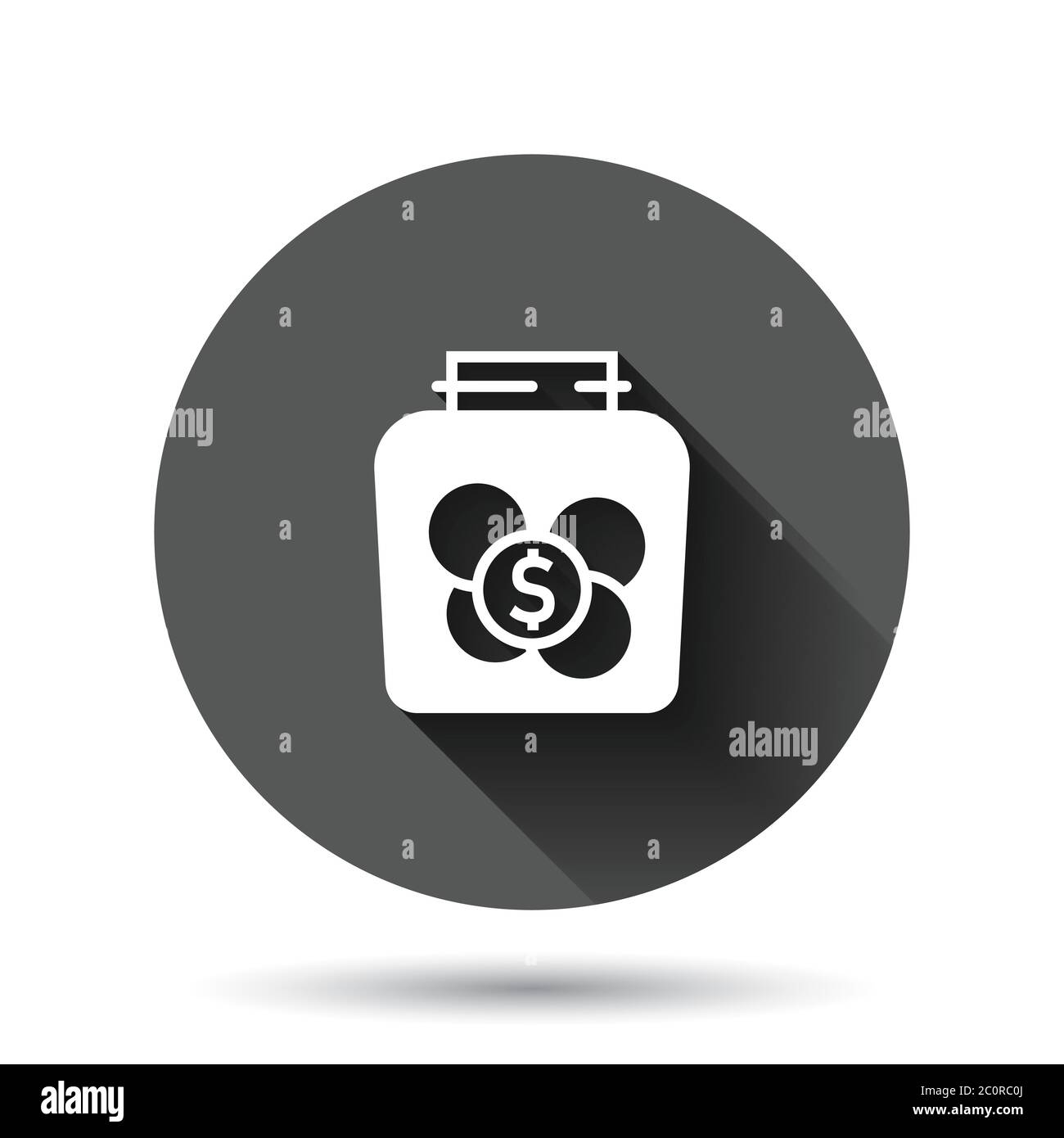 Money box icon in flat style. Coin jar container vector illustration on ...