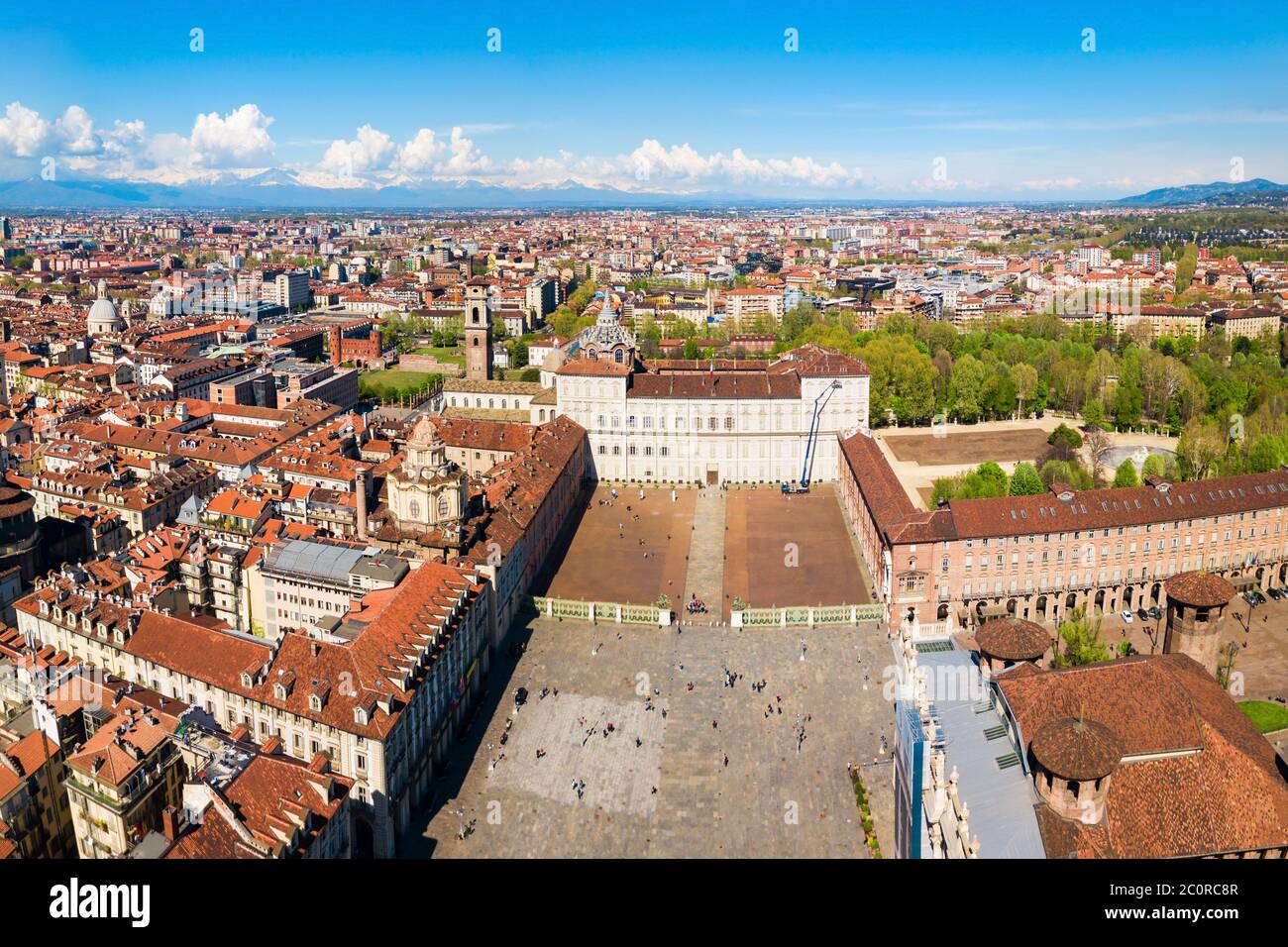 Piazza Castello or Castle Square aerial panoramic view, a main square ...