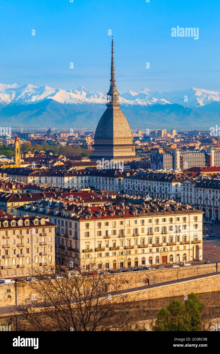 The Mole Antonelliana aerial panoramic view, a major landmark building ...