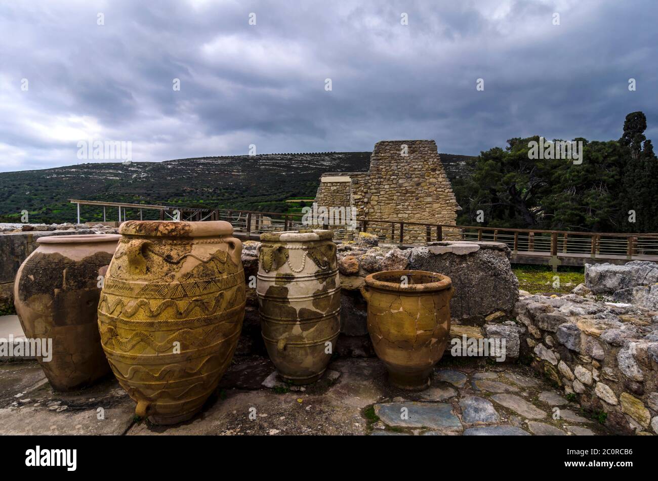Knossos Palace, Crete / Greece. Minoan Pithoi (Pithoi is the Greek name ...